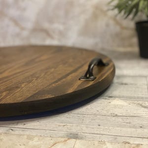 Rotating Wood Circle Tray With Handles Centerpiece 15 Inch Wood Kitchen ...
