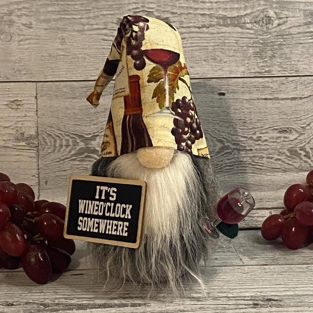 Wine Themed Gnome With Wine Lover Gift for Gnome Lover Collector Home ...