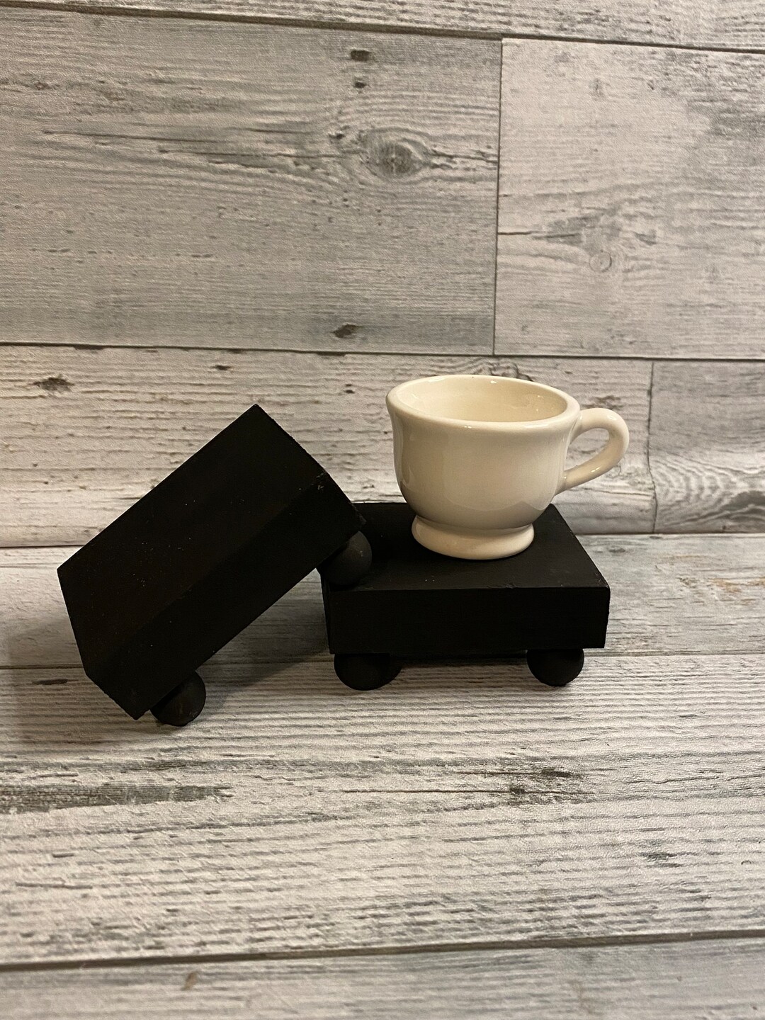 Set of 2 Mini Wood Risers Black Mini Risers Tier Tray Risers Risers for ...