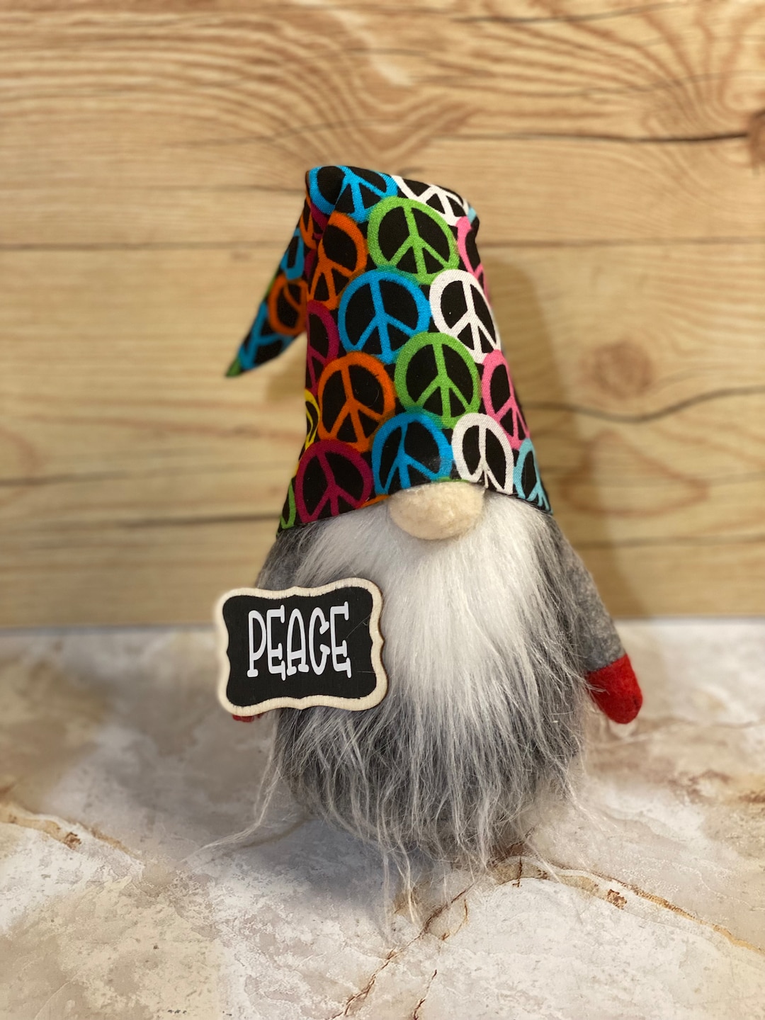 Gnome Peace Sign Gnome Hippie Flowerchild Plush Gift for Gnome Lover ...