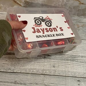 Valentines Snackle Box Travel on the Go Personalize Snack Box for Boy ...