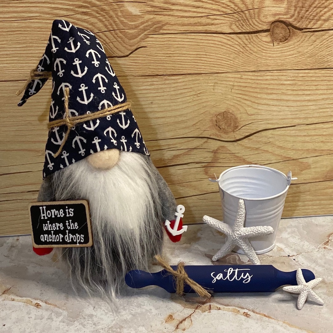 Nautical Gnome Tier Tray Set Anchor Gnome Summer Plush Coastal Tiered ...