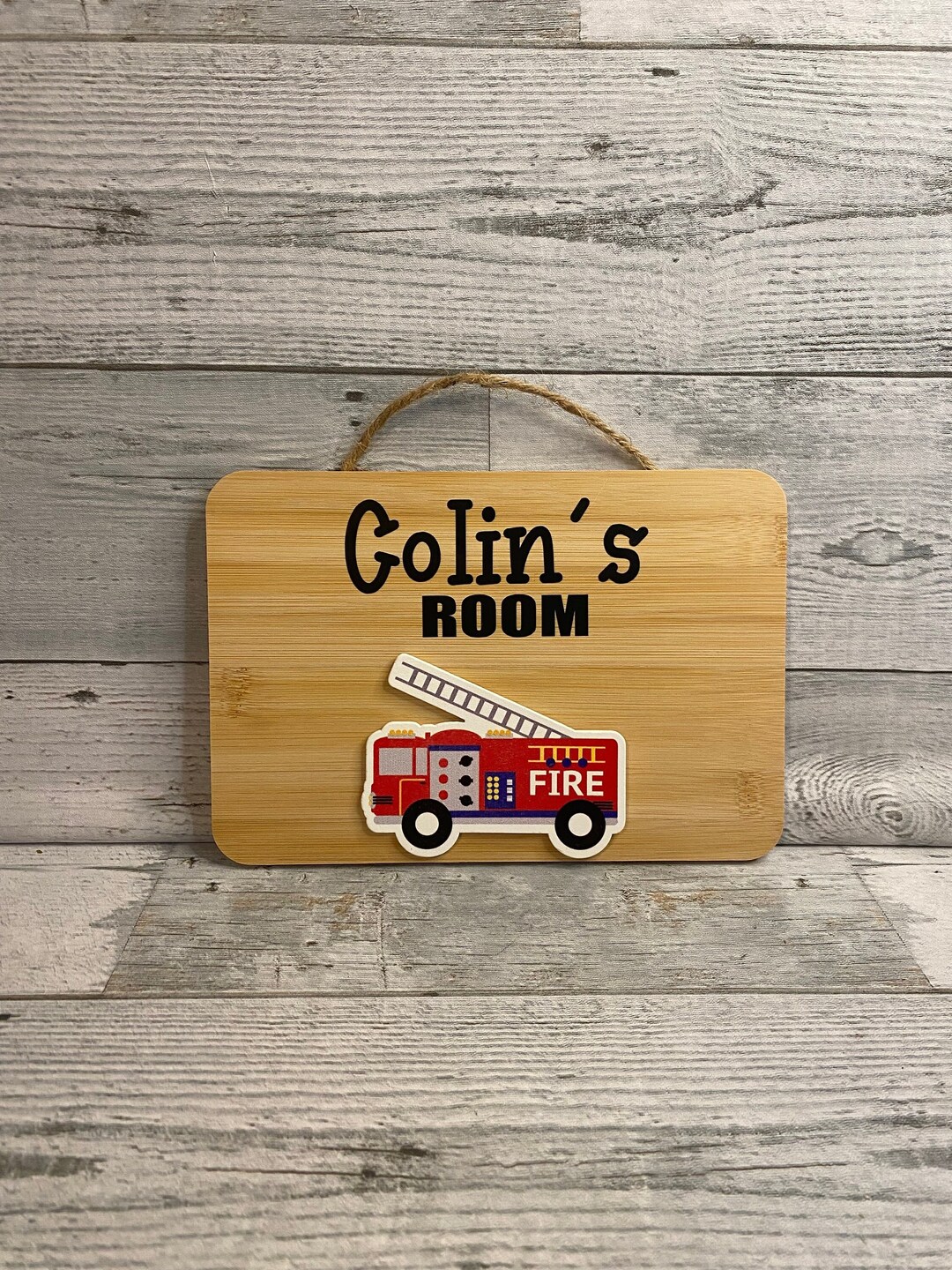 Personalized Boy Room Sign for Fire Truck Lover Boy Nursery Sign for ...