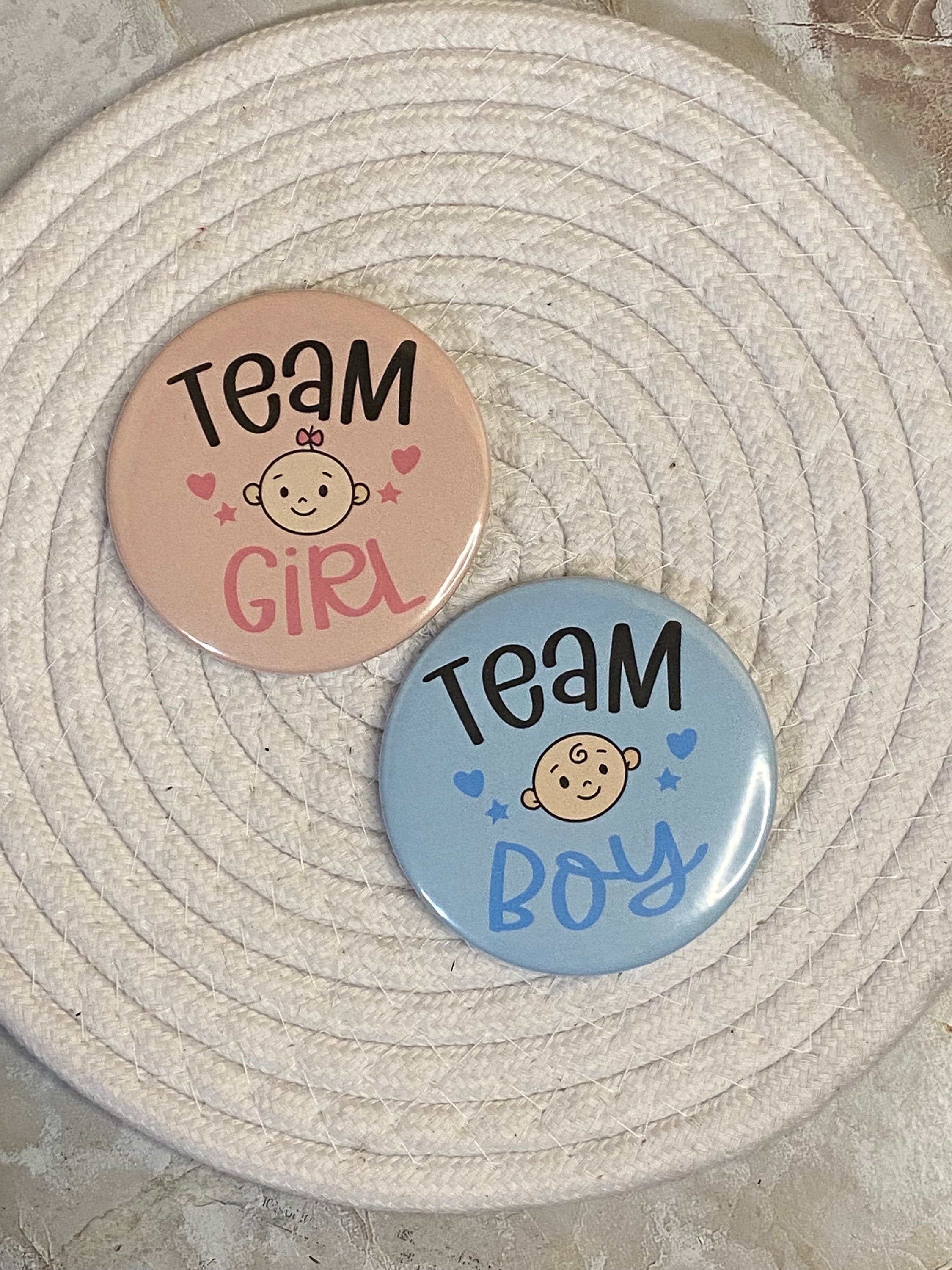 Gender Reveal Buttons Gender Reveal Pinback Team Girl Button Team Boy ...
