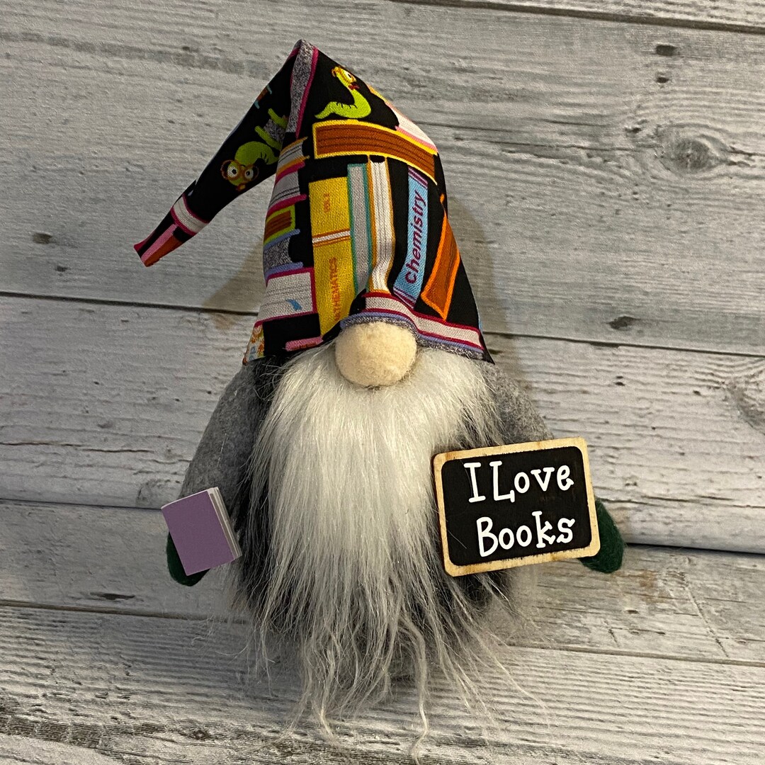 Book Lover Gnome With Book Reading Gnome Librarian Gift Teacher Gnome ...