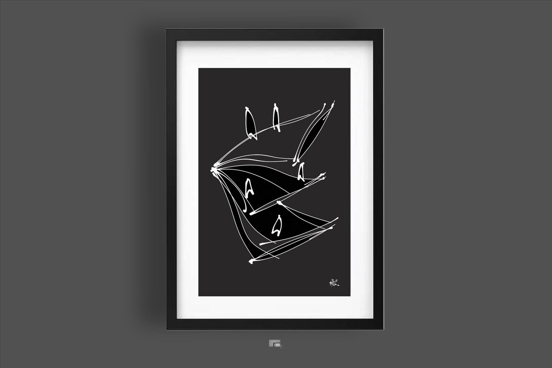Abstract People Line Drawing, Black and White, Simple Sketch, Digital ...