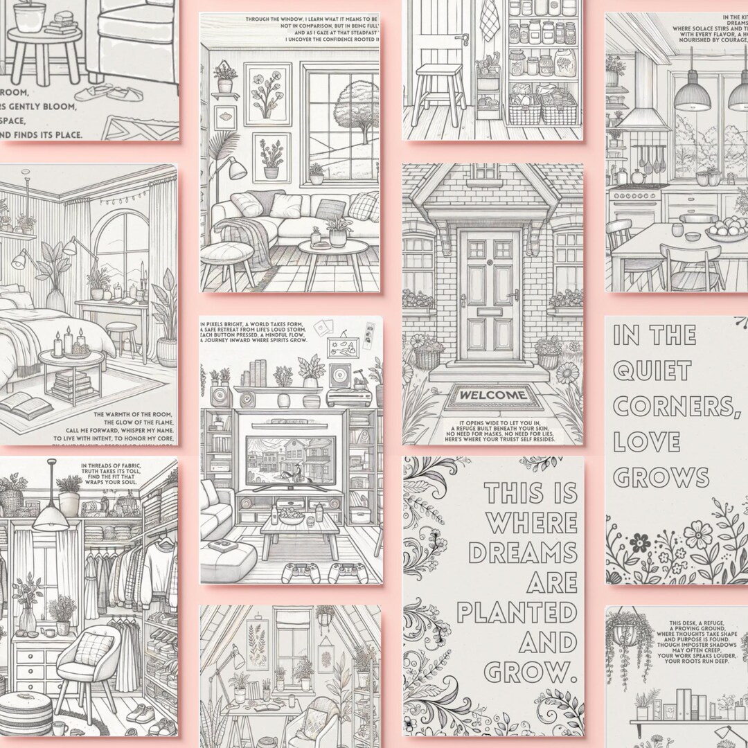 Cosy Home Style Colouring Book House Colouring Pages Relaxing Stress ...