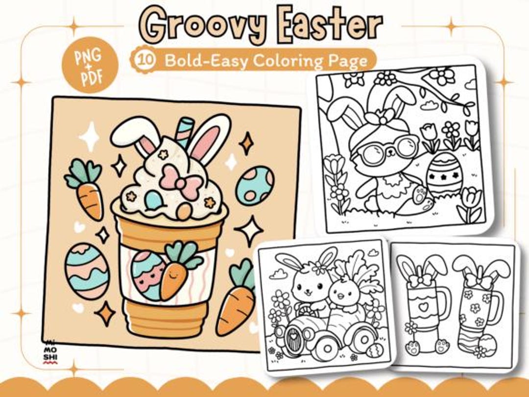 Groovy Easter Coloring Pages - Etsy