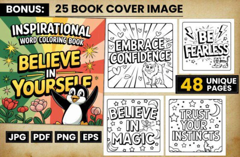 Inspirational Word Coloring Pages - Etsy