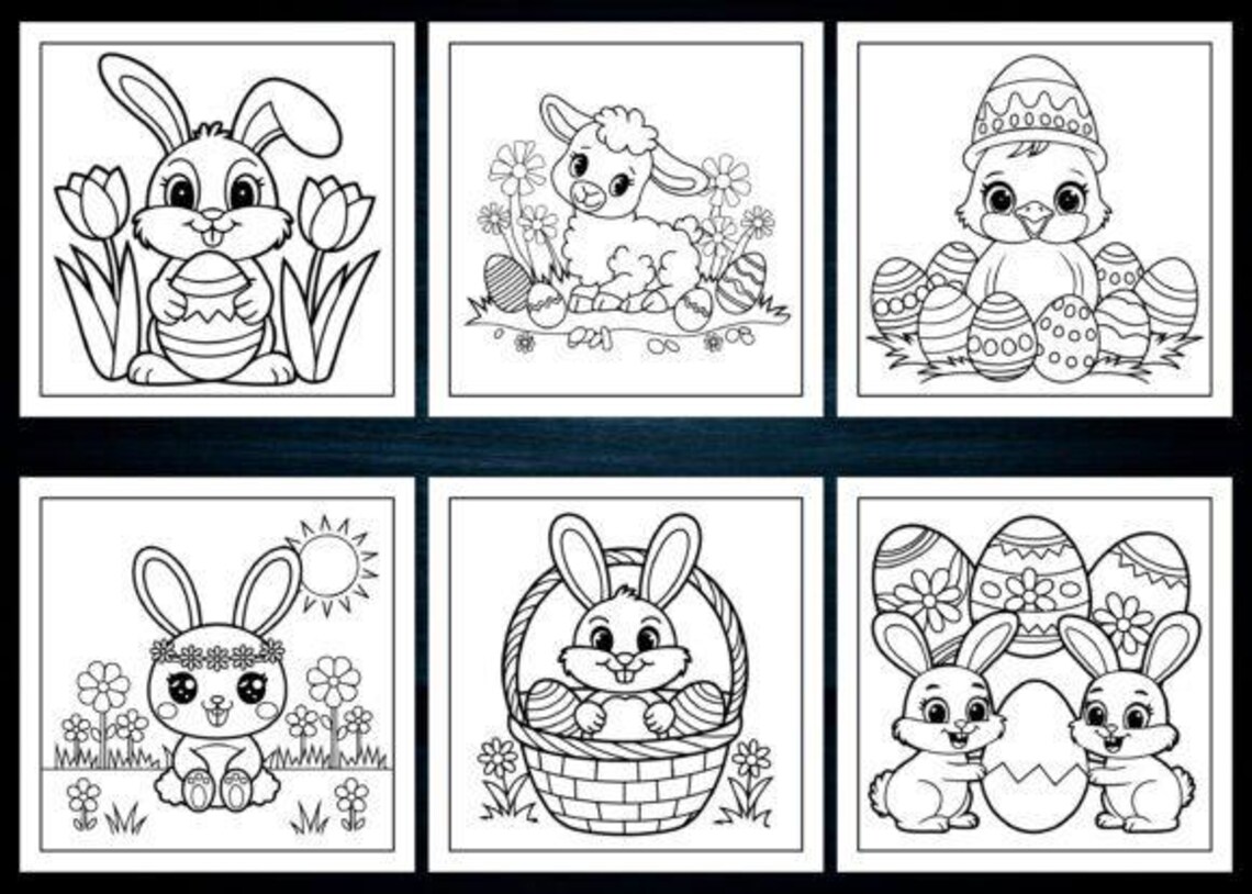 Bold and Easy Easter Coloring Pages - Etsy