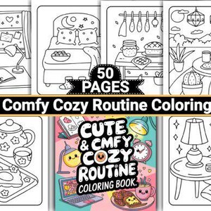 Cute & Comfy Cozy Routine Coloring Pages - Etsy