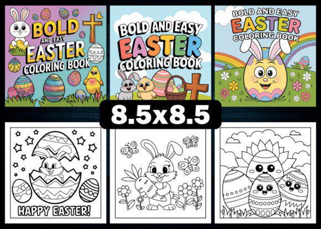 Bold and Easy Easter Coloring Pages - Etsy