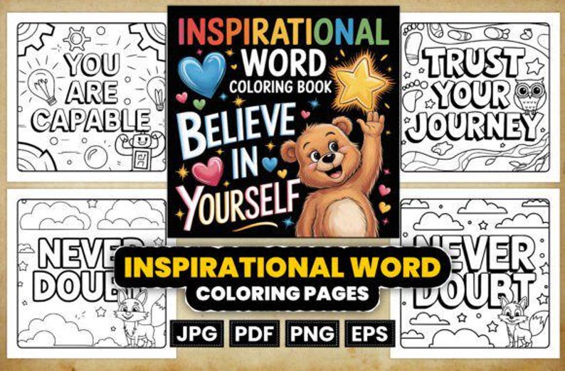 Inspirational Word Coloring Pages - Etsy