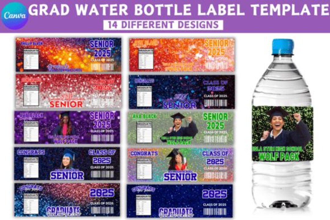 Graduation Water Bottle Labels Template - Etsy