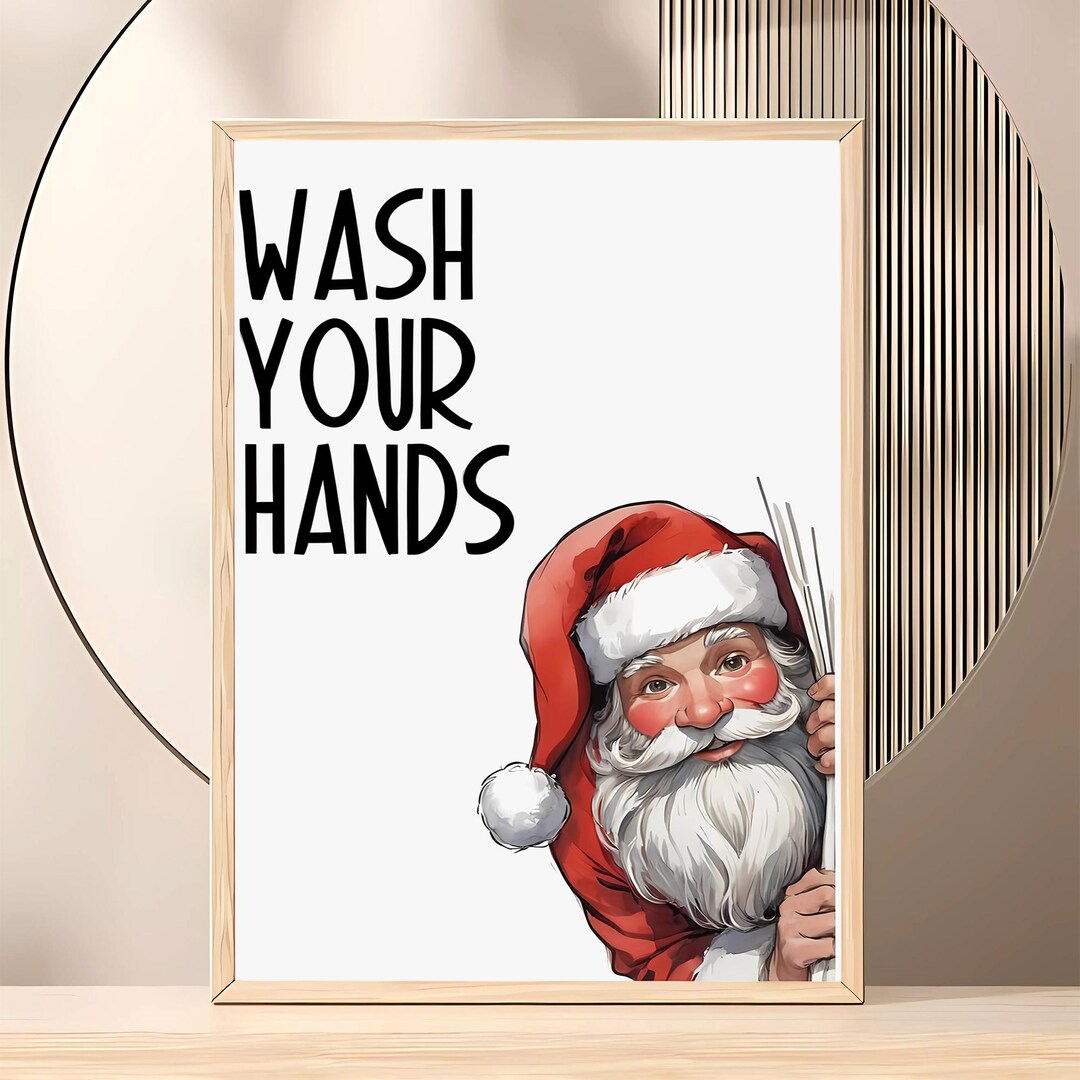 Christmas Poster, Bathroom Wall Art, Santa Bathroom Art, Christmas ...