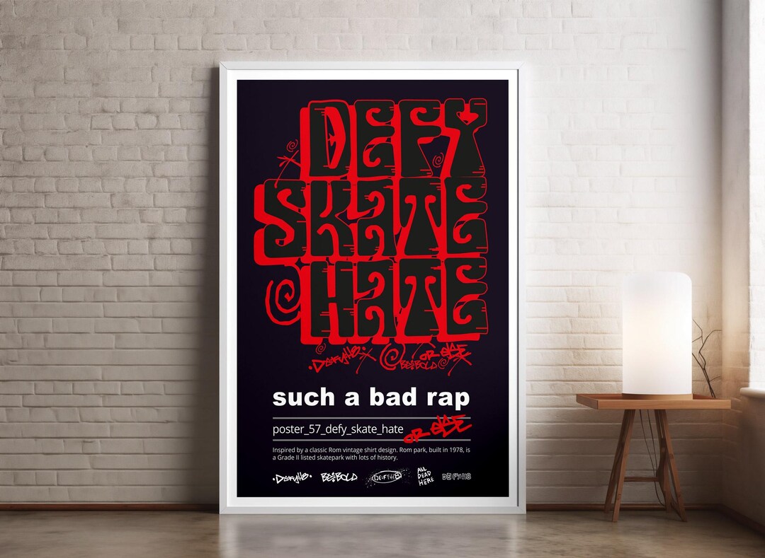 Defy Skate Hate, Art Print, Digital Poster, Defy Hate, Retro Art, Sci ...