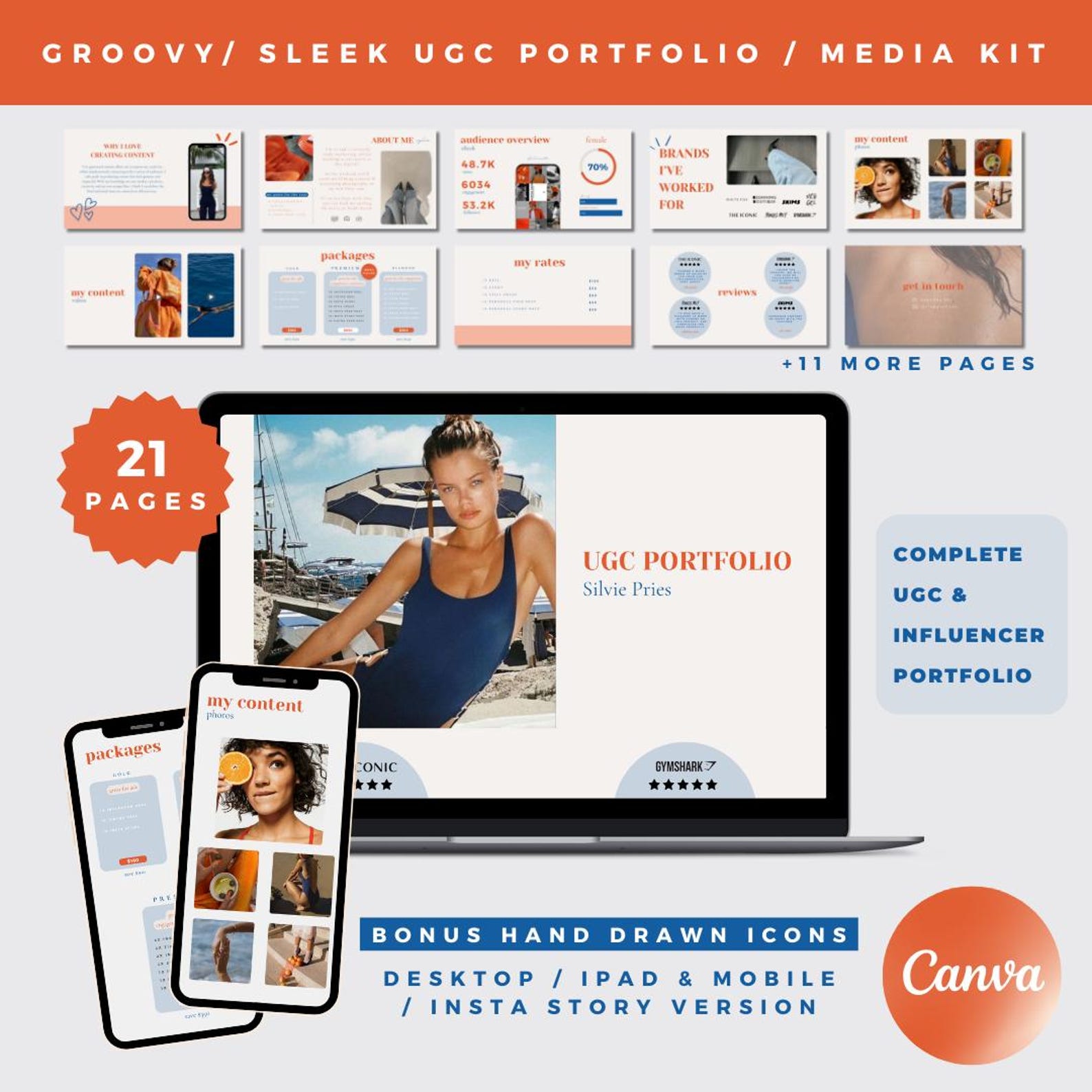 UGC Portfolio Template, UGC Creator Portfolio, Orange UGC Media Kit ...