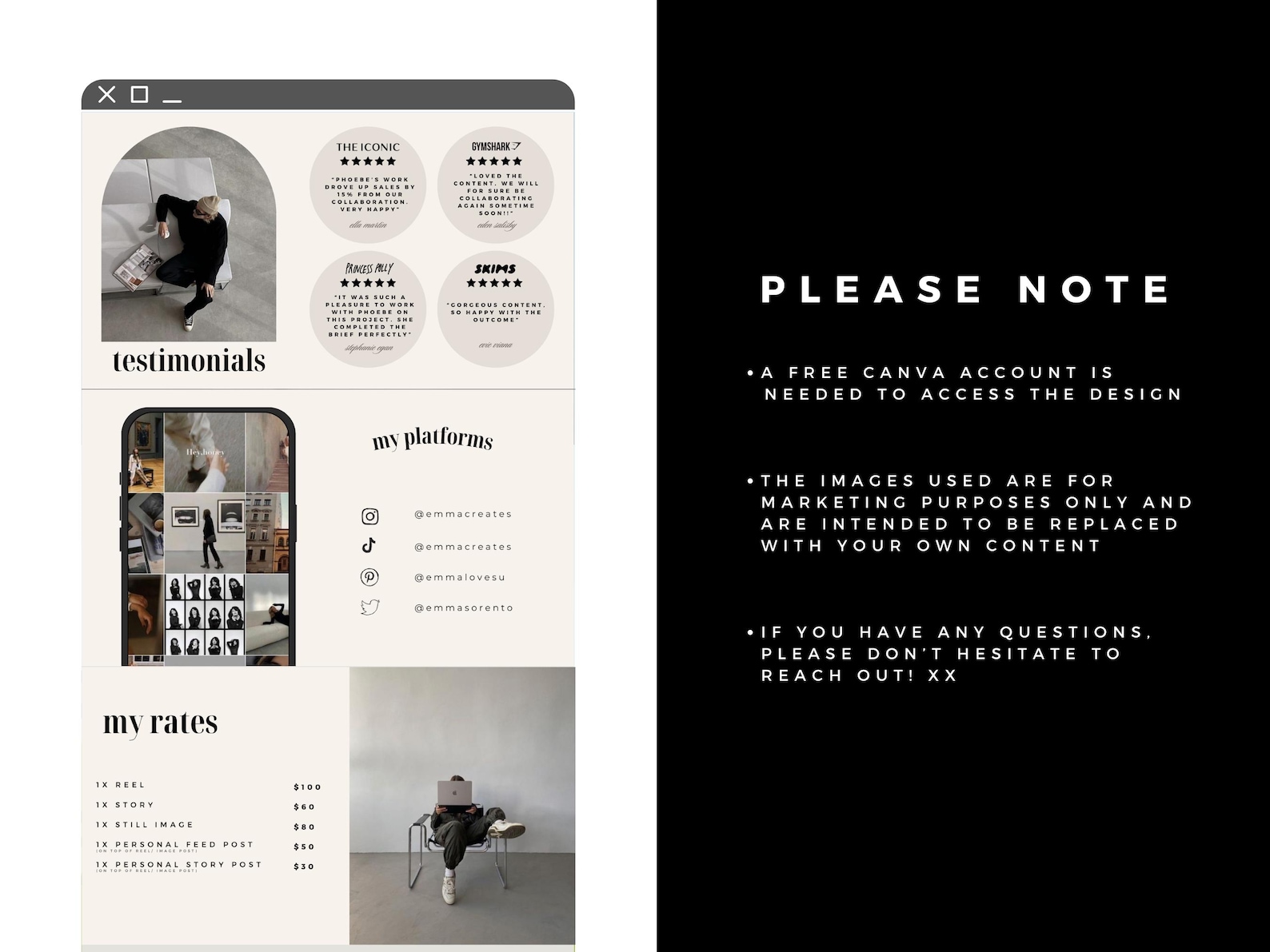 UGC Media Kit Template, Creator Portfolio, Sleek Minimalist UGC Toolkit ...