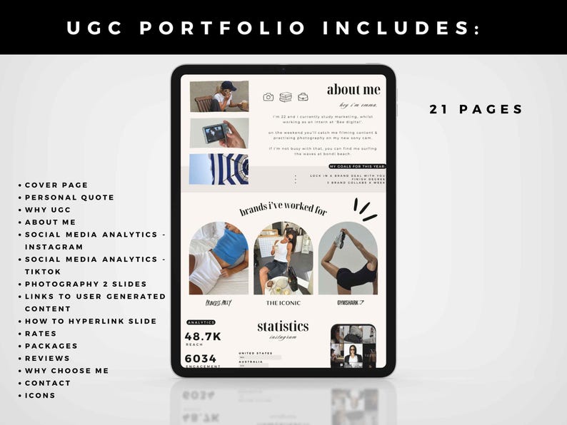 UGC Media Kit Template, Creator Portfolio, Sleek Minimalist UGC Toolkit ...