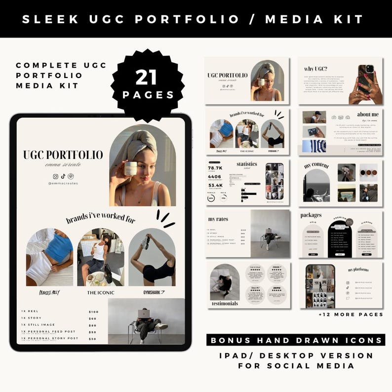 UGC Media Kit Template, Creator Portfolio, Sleek Minimalist UGC Toolkit ...