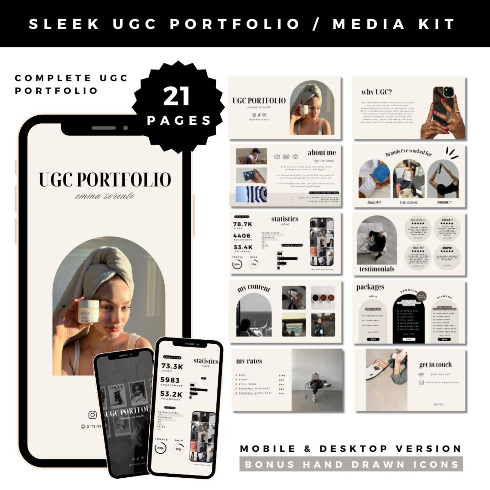 UGC Portfolio Template, Creator Toolkit, Sleek Minimalist Media Kit ...