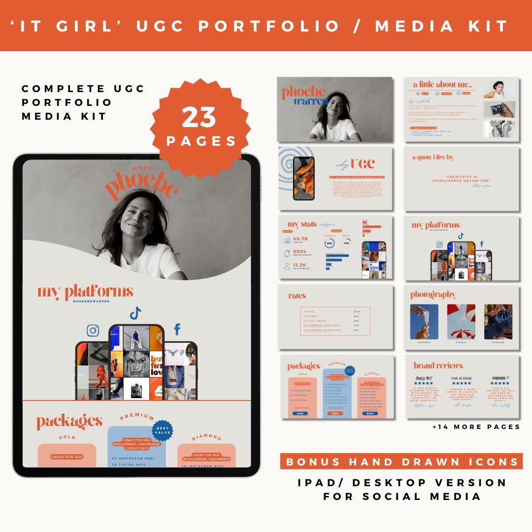 UGC Portfolio Template, Creator Toolkit, Groovy Retro Media Kit ...