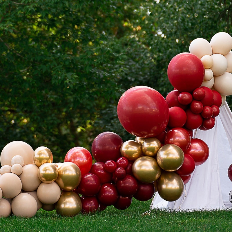 Red and Gold Balloon Garland - Etsy