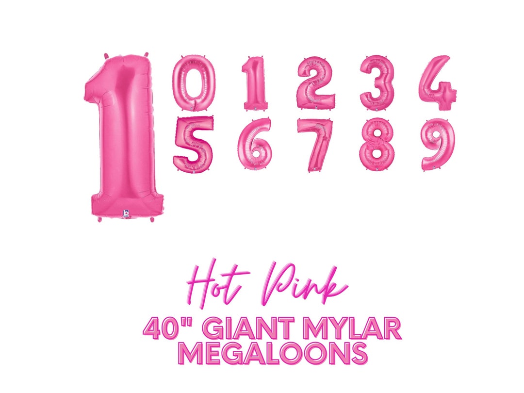 40" Megaloon Giant Mylar Numbers HOT PINK -air OR Helium Fill - Party ...