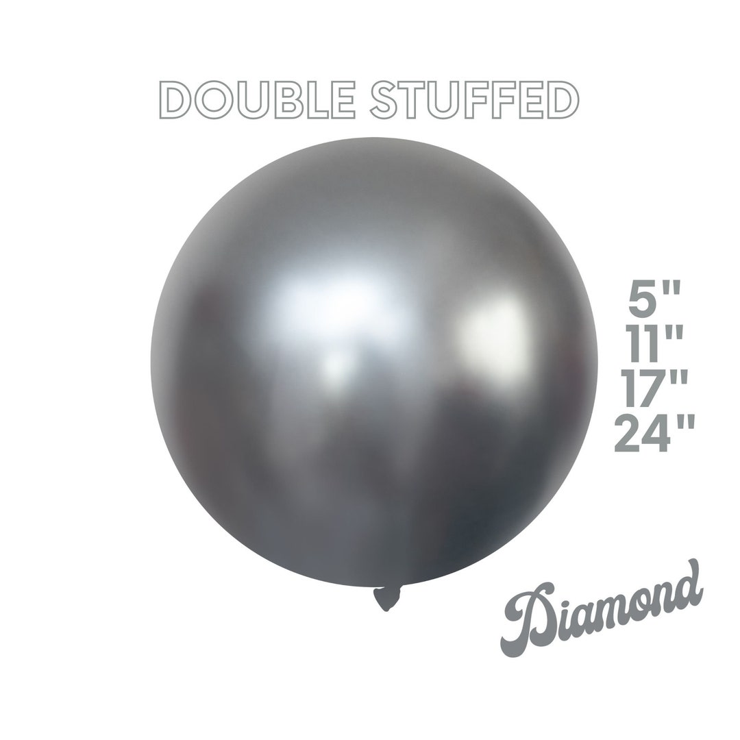 Diamond Sterling Silver DOUBLE STUFF Latex Balloons Premium Party Decor ...