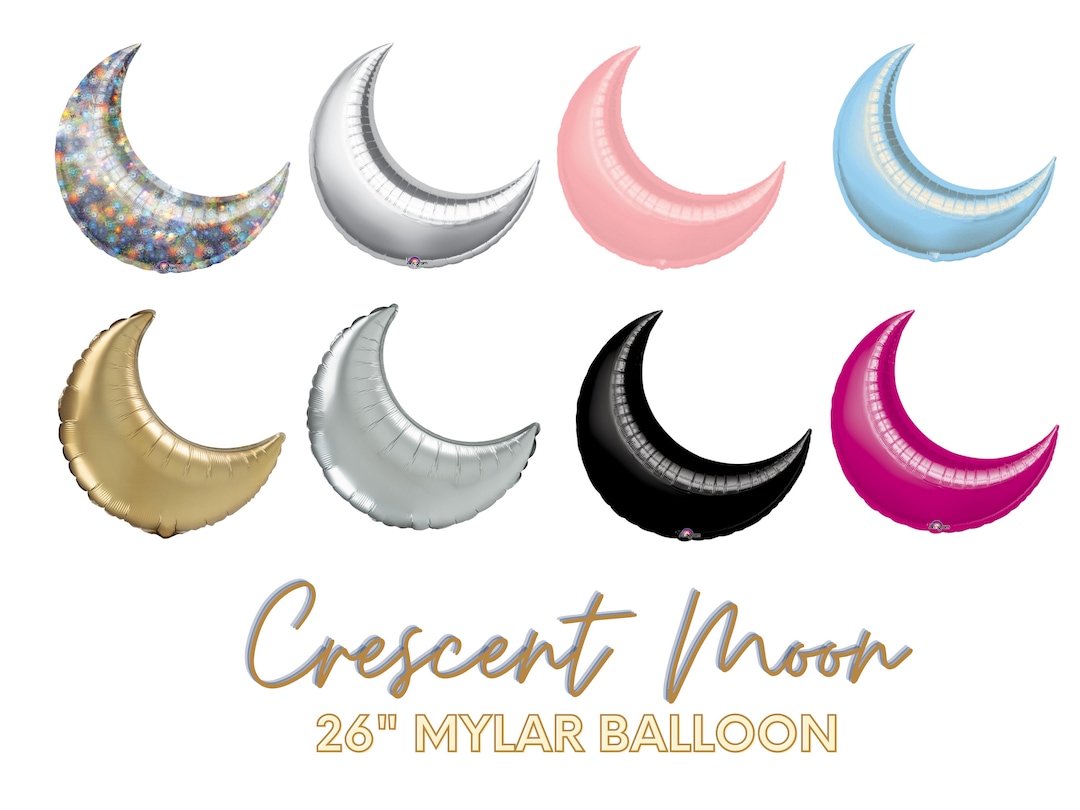 Crescent Moon Mylar Balloon - Foil Helium OR Air-fill Balloons ...