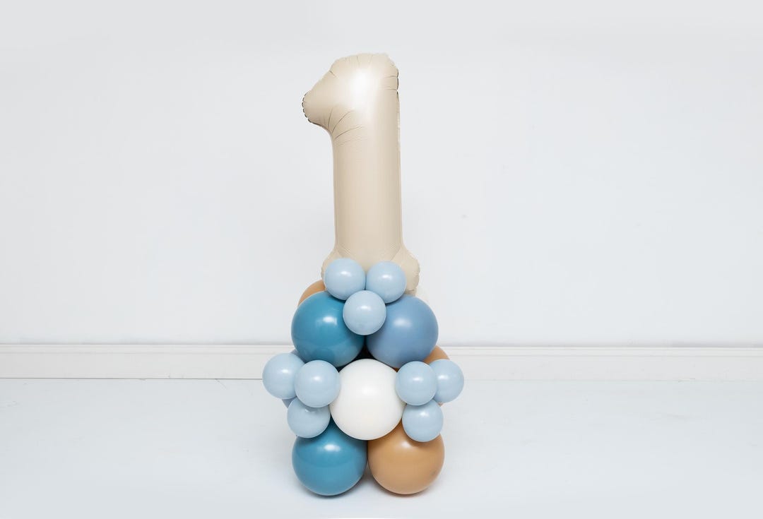 DIY Pick Your Color Balloon Tower Number Kit - White Sand Cream Number ...