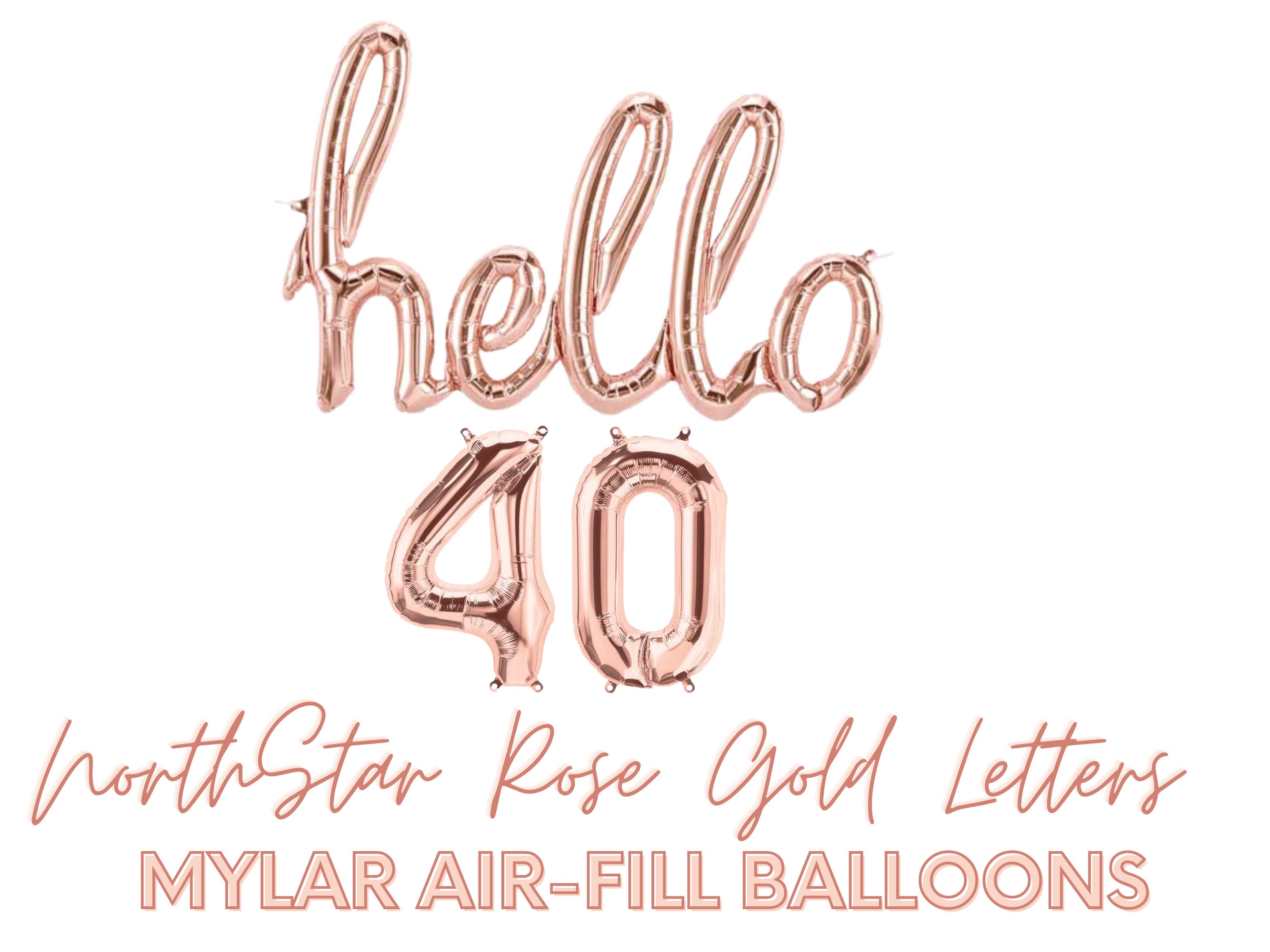 Hello 40 Premium Rose Gold Cursive Script Letters Mylar Foil - Etsy UK