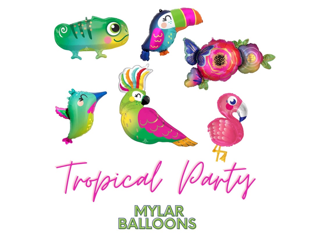 Tropical Mylar Party Balloons, Foil Helium OR Air-fill, Animal Jungle ...