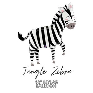 43" Jungle Zebra Mylar Balloon - Foil Helium OR Air-fill Balloons ...