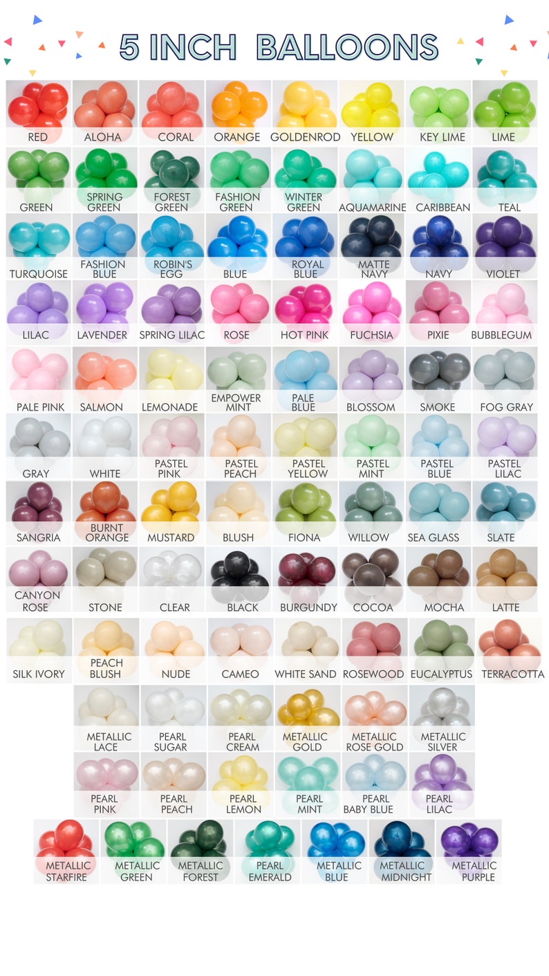Choose Your Colors 5 Mini Latex Balloons 85 COLORS - Etsy