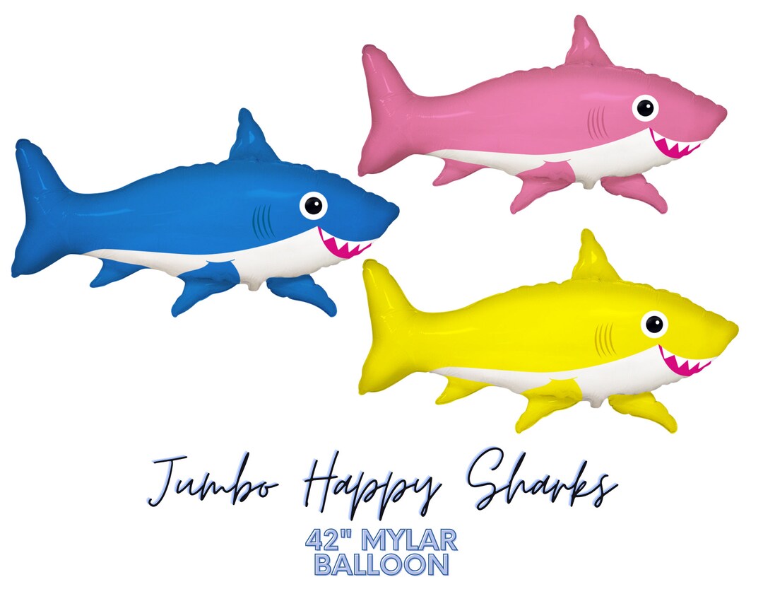 42" Jumbo Happy Sharks Mylar Balloons - Foil Helium OR Air-fill ...