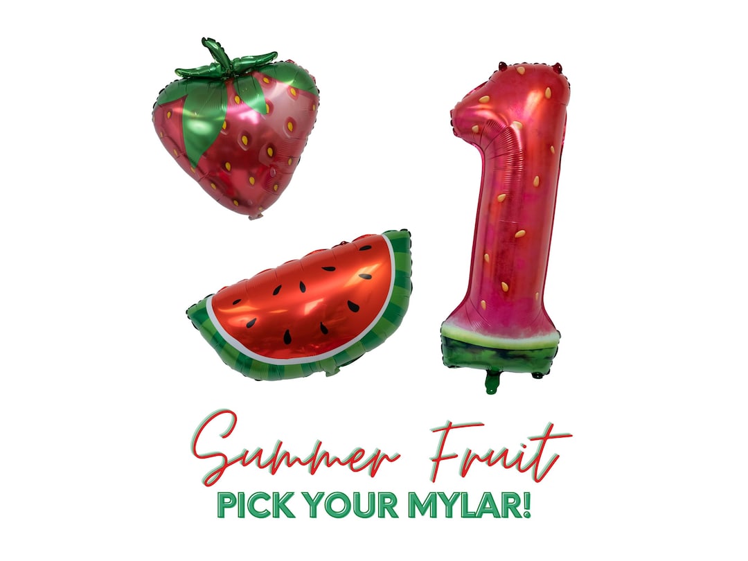 Berry Mylar Balloons • Foil AIR FILL • Watermelon • Strawberry • Fruit ...