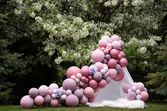 Lilac Bloom DIY Deluxe Matte Balloon Garland Arch Kit Double Stuff Balloons Blush Pink Mauve Blush Butterfly Boho Baby Shower Etsy Polska
