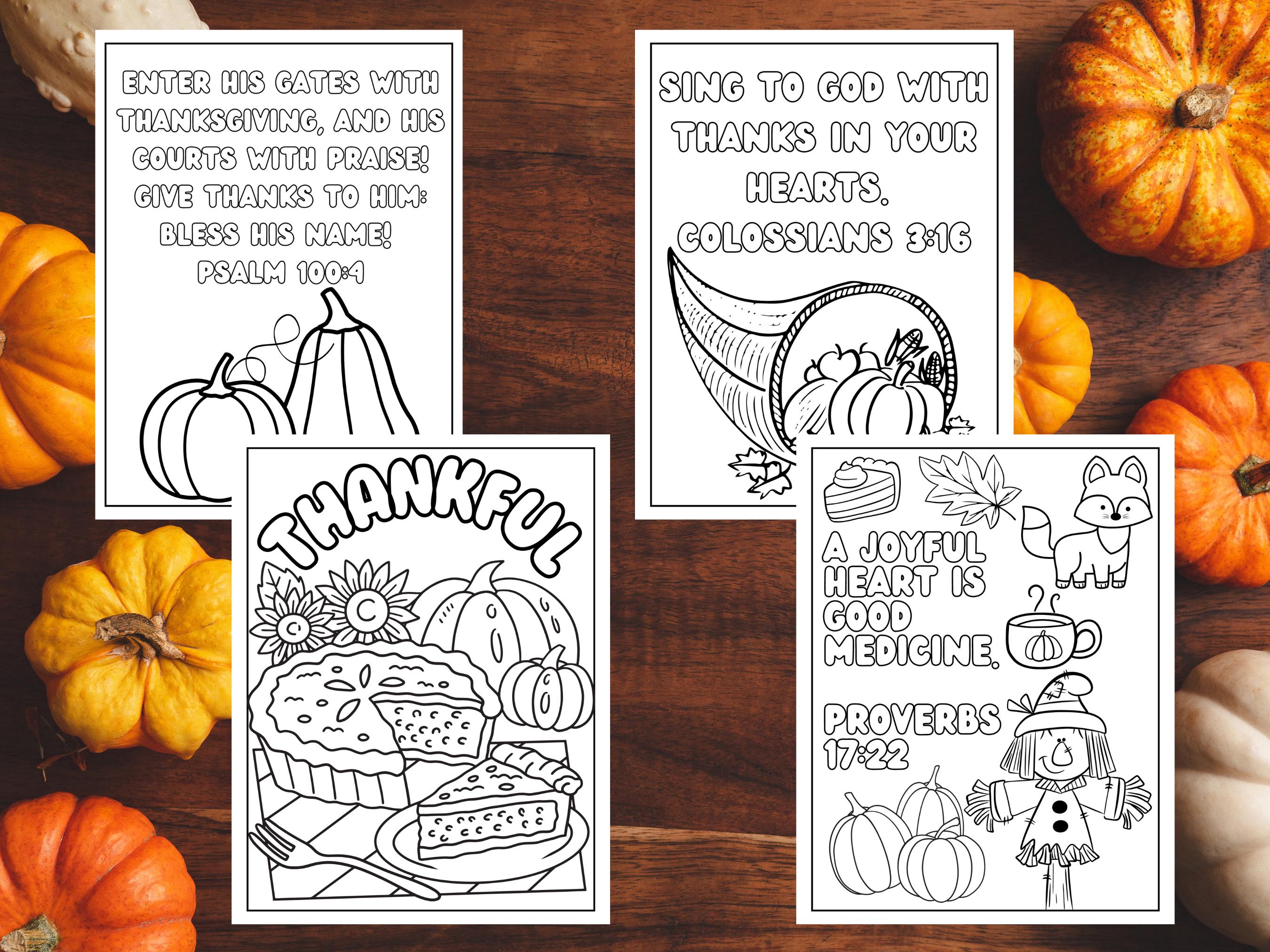 Thankful Fall Coloring Pages, Scripture Themed Fall Coloring Sheets ...