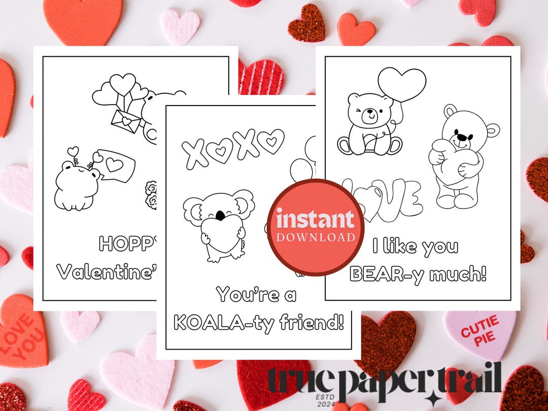 Animal-themed Valentine's Day Coloring Pages, Punny Animal Valentine's ...