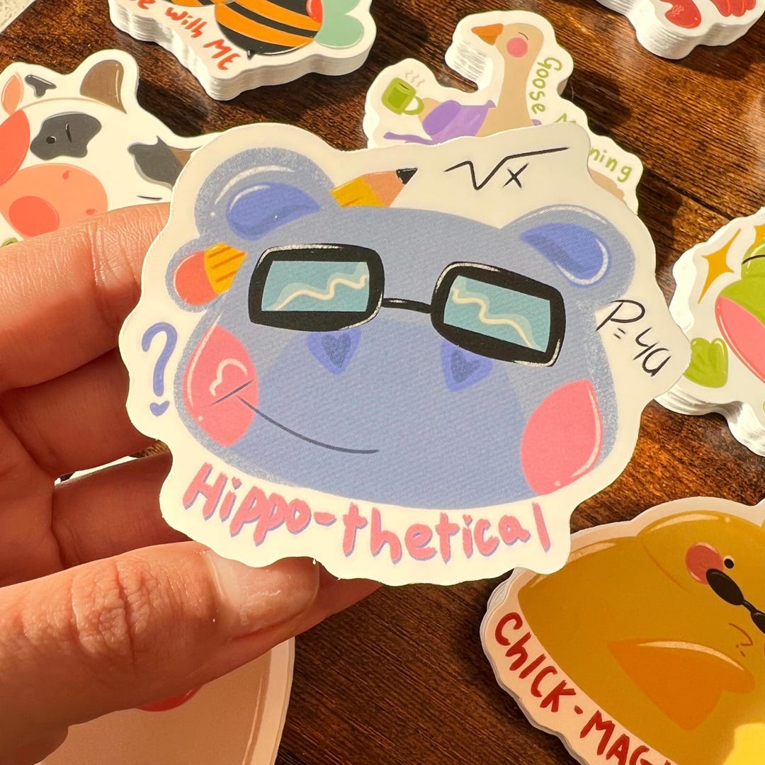 Hippo Sticker | Cute & Aesthetic Vinyl Decal for Laptop, Hydroflask ...