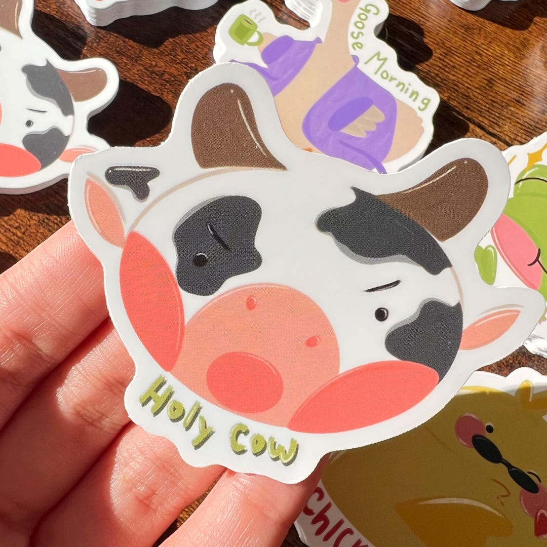 Cow Sticker | Aesthetic Cottagecore Vinyl Decal for Laptop, Water ...