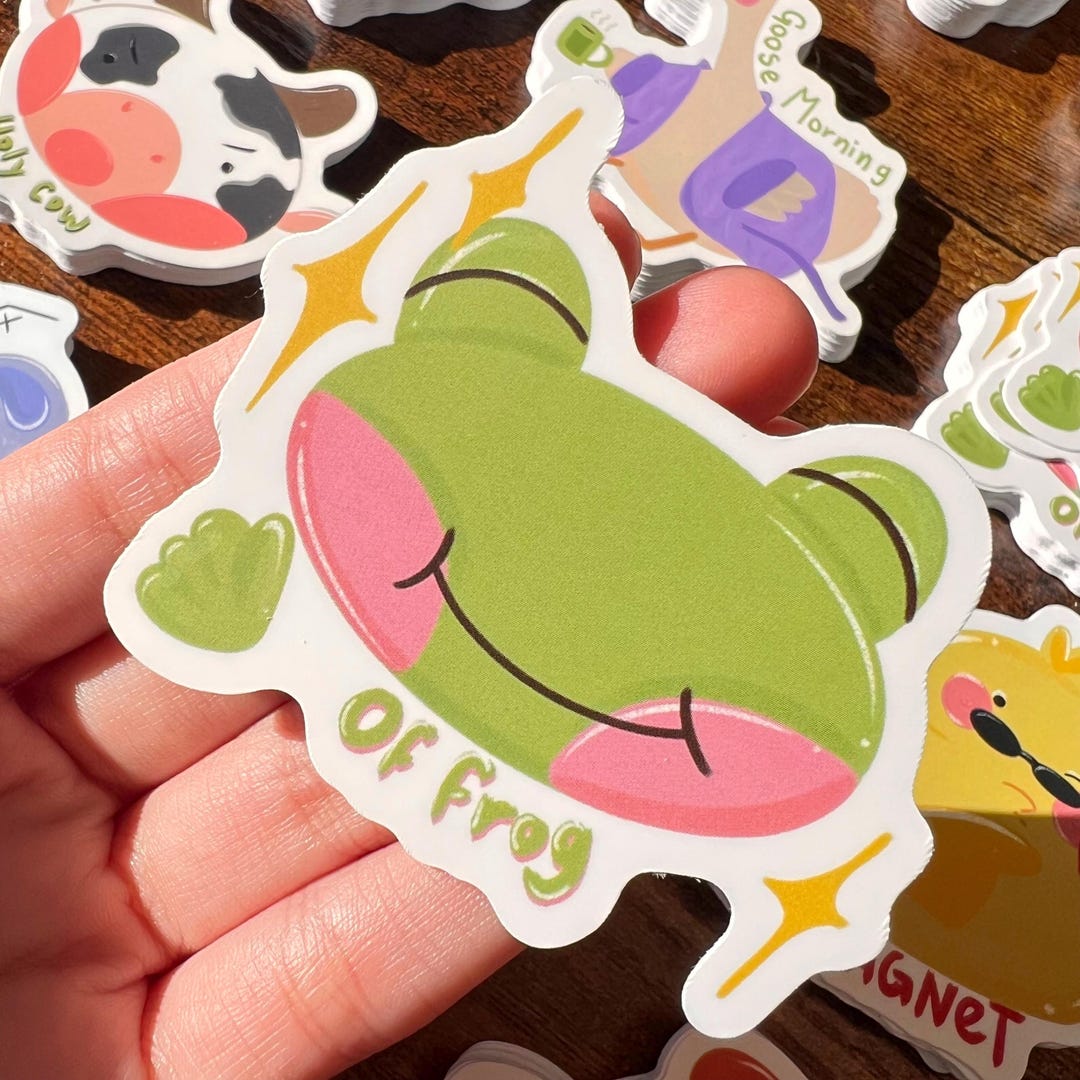 Frog Sticker | Aesthetic Cottagecore Vinyl Decal for Laptop, Water ...