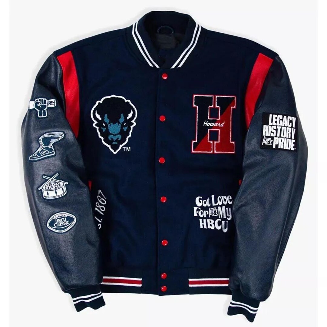 Howard Letterman Varsity Jacket, Handmade Wool Body Leather Sleeves ...