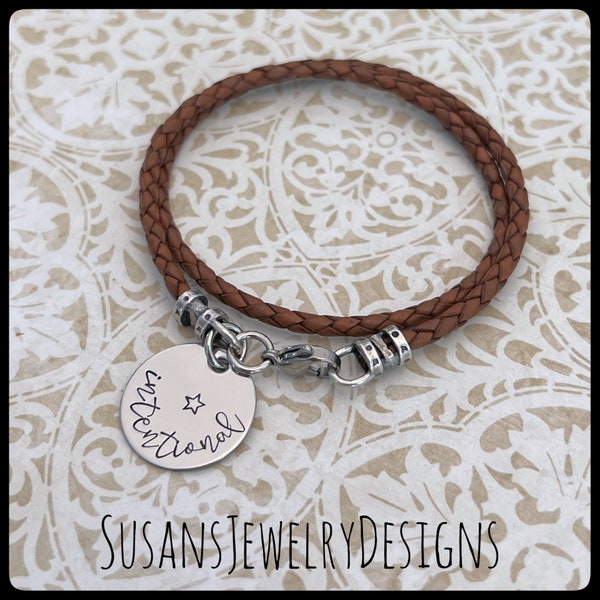 Word Leather Bracelet - Etsy