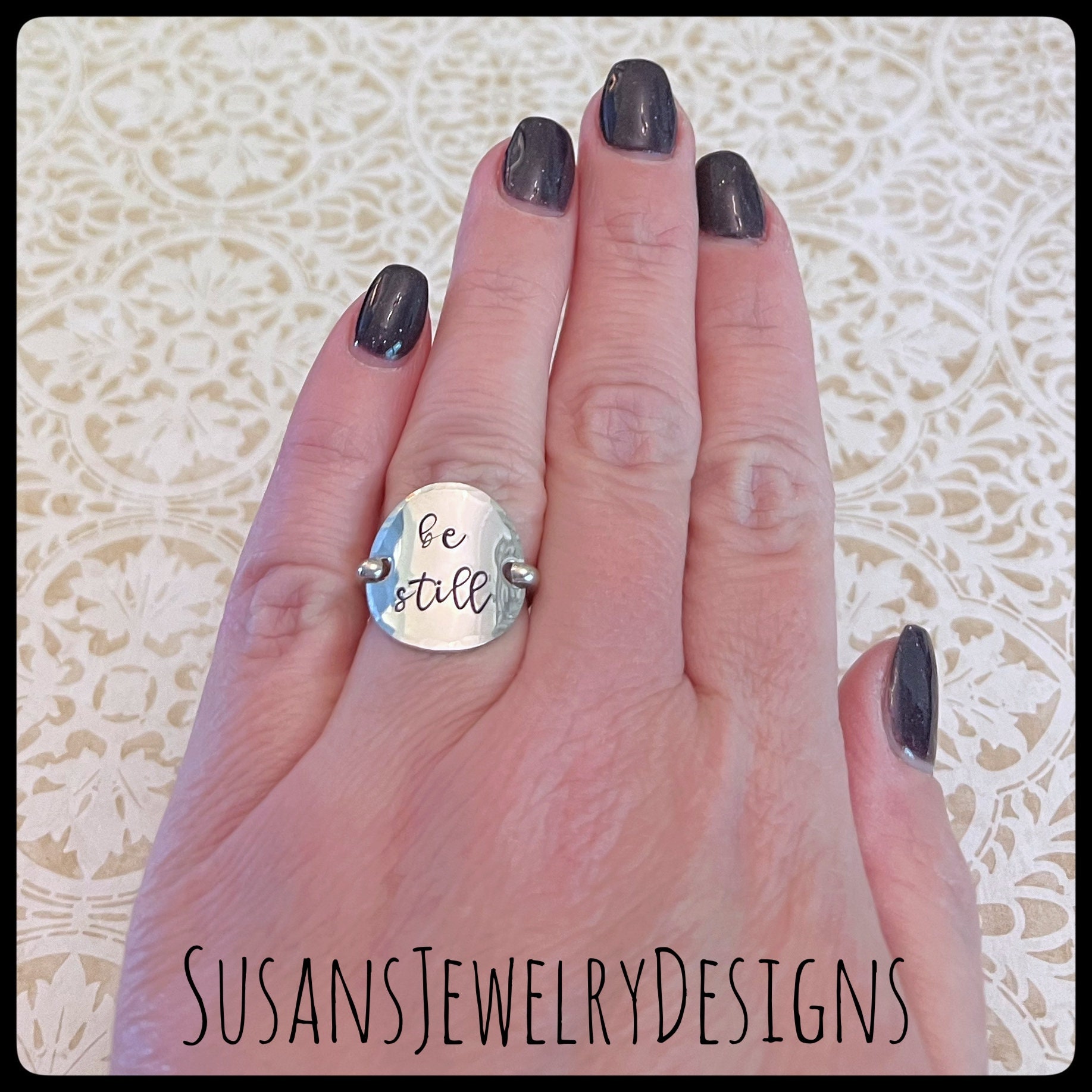 Custom Stamped Be Still Saddle Ring, Personalized Size, Religious ...