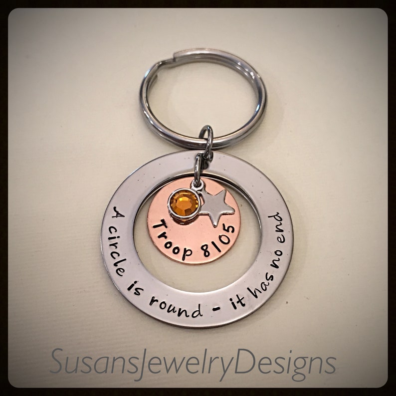 Custom Stamped A Circle is Round Keychain, Den Pack Scout Jewelry ...