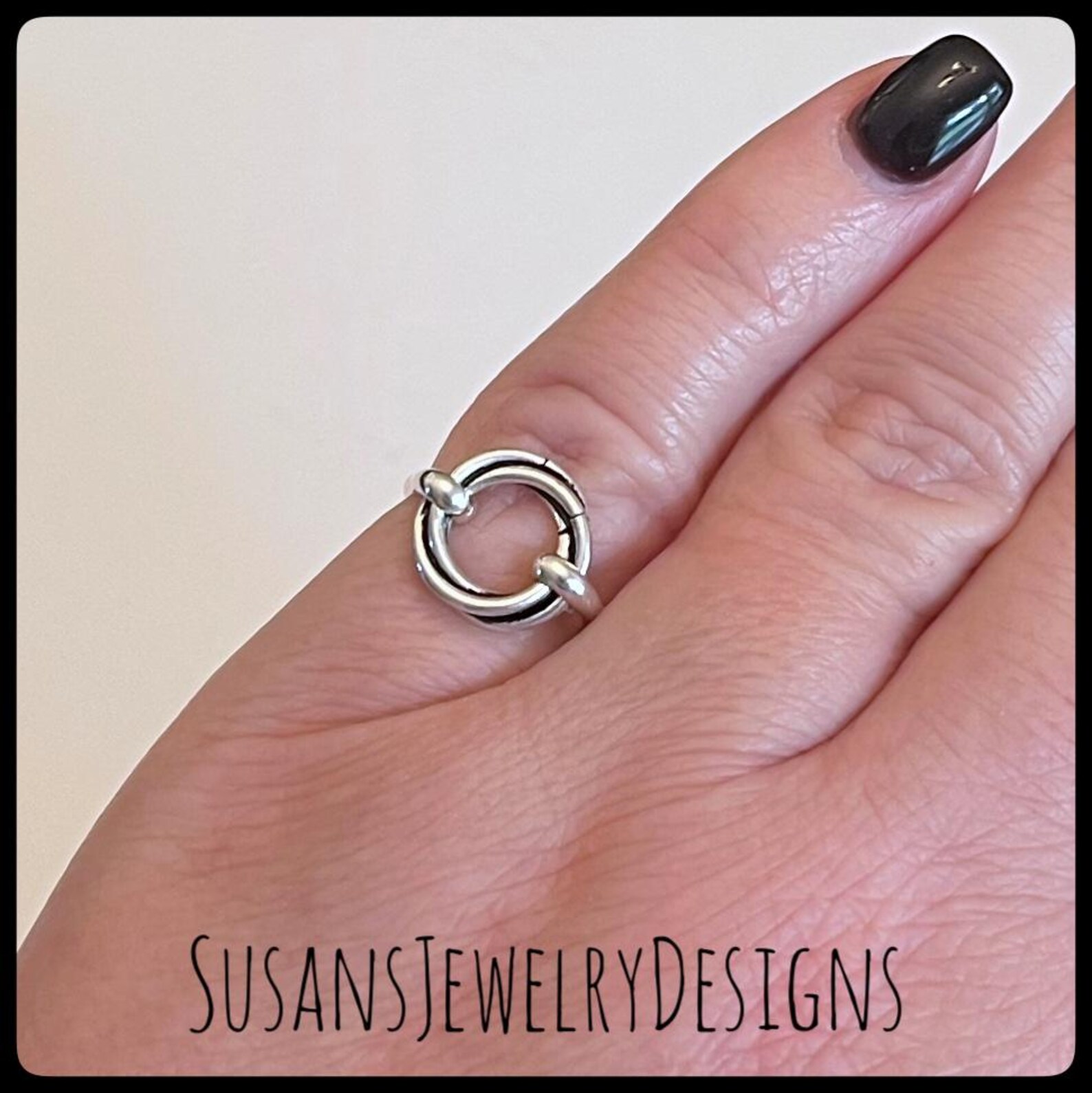 Custom Open Circle Ring, Sterling Silver, Personalized Sizing, Circle ...