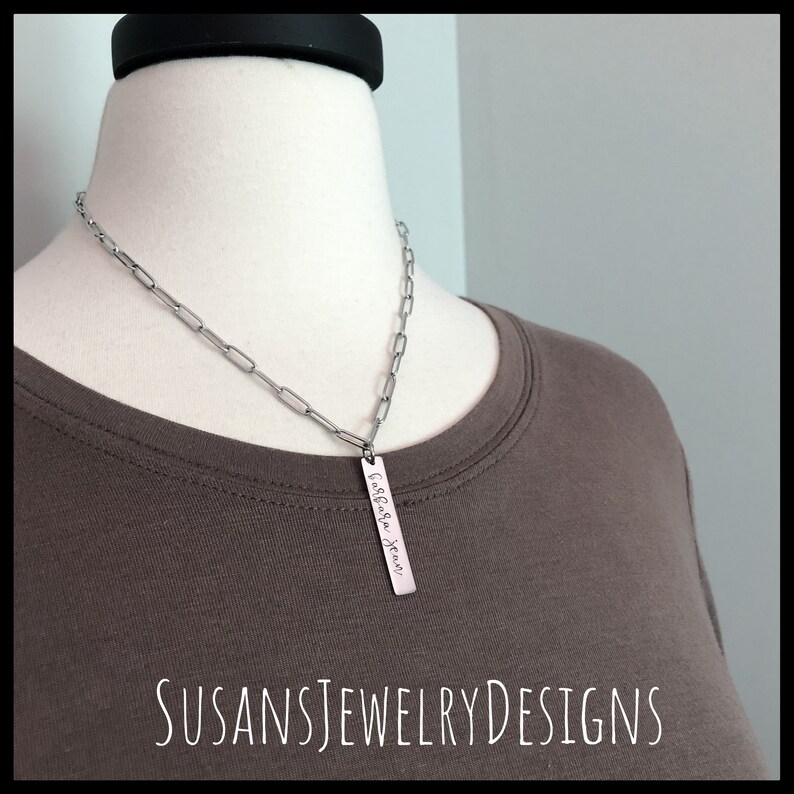 Name Necklace Paperclip Chain Stainless Steel Custom Word | Etsy