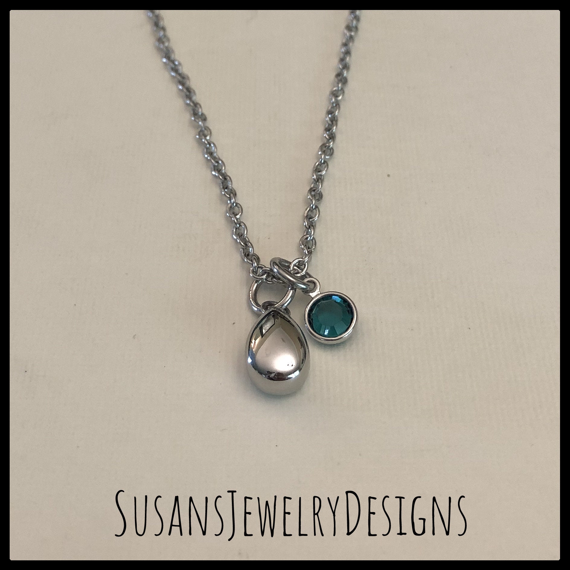 Custom tiny teardrop urn necklace stainless steel memorial | Etsy